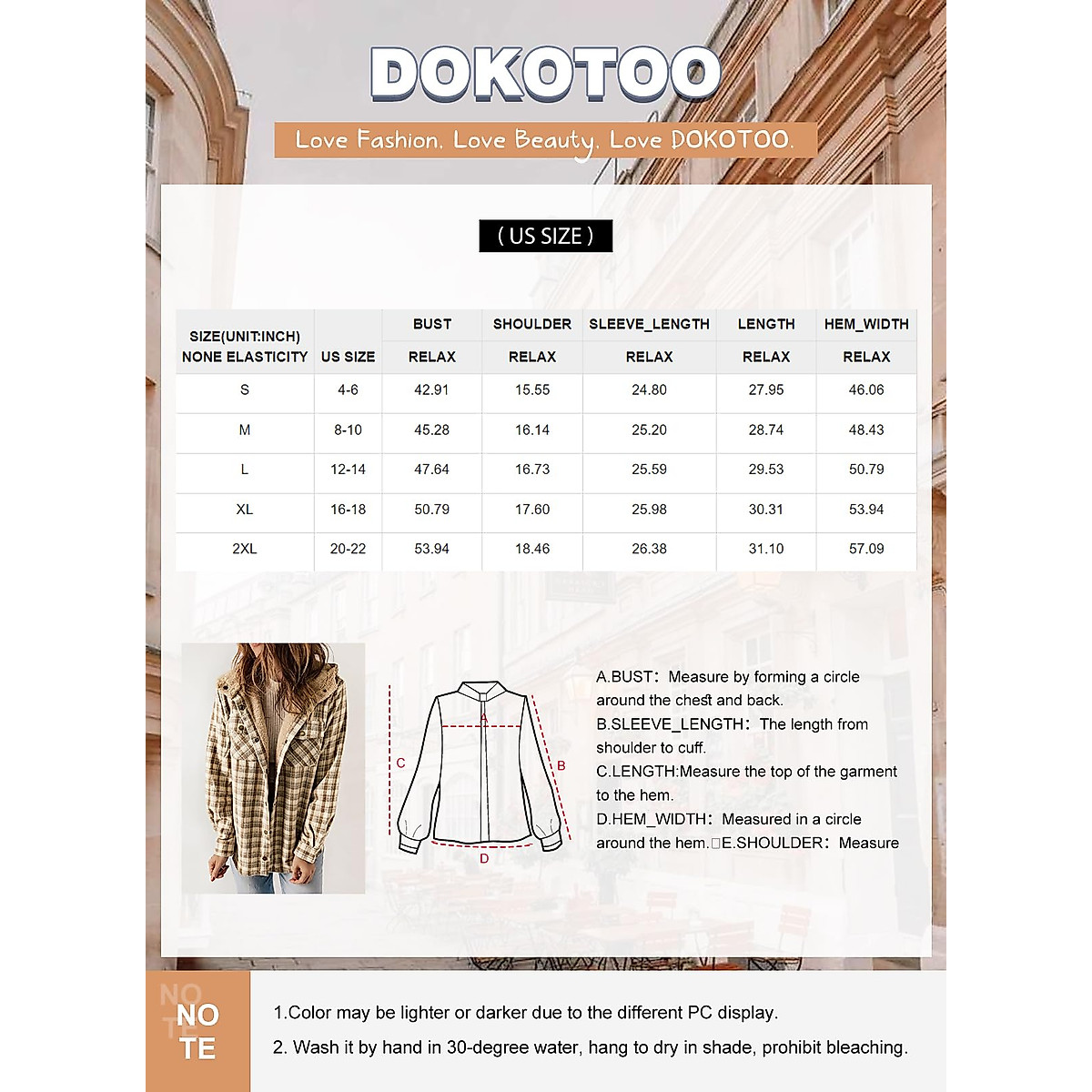Dokotoo Shacket Jacket Women Fashion Plaid Oversized Hooded Long Sleeve Flannel Shirts Button Down Sherpa Coats Pocketed Casual Winter Fall 2024 Thick Fleece Lined Oversized Outerwear Khaki L