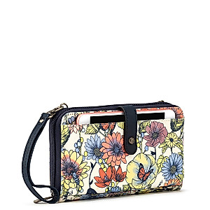 Large Smartphone Crossbody Bag in Coated Canvas, Convertible Purse with Detachable Wristlet Strap, Includes Phone & Wallet Pockets