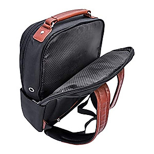 McKlein Logan, 1680D Ballistic Nylon with Leather Trim, 17" Nylon, Two-Tone, Dual-Compartment, Laptop & Tablet Backpack, Black (79085)