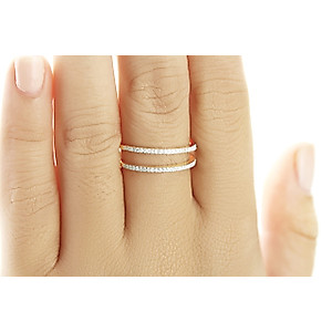 Belantina 1/6 Carat Diamond Double Row Band Ring for Women in 14k Yellow Gold (H-I, I1-I2, cttw) Size 7