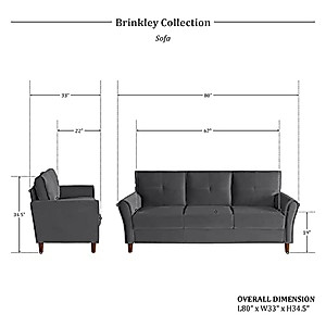 Lexicon Brinkley Living Room Sofa, Gray