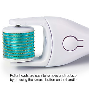 Derma Roller Microneedle 6 Piece Kit [DERMAROLL by Prosper Beauty] Face Roller with 4 Replaceable Heads Exfoliation Microdermabrasion Micro Derma Skin Care Tool Dermaplaning Microneedling