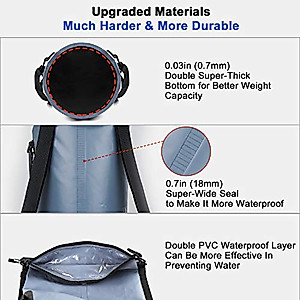 HEETA Waterproof Dry Bag for Women Men(Upgraded Version), 5L/ 10L/ 20L/ 30L Roll Top Lightweight Dry Storage Bag Backpack with Phone Case, Grey 5L