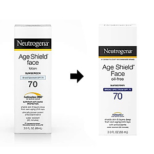 Neutrogena Age Shield Anti-Oxidant Face Lotion Sunscreen with Broad Spectrum SPF 70, Oil-Free & Non-Comedogenic Moisturizing Sunscreen to Prevent Signs of Aging, 3 fl. oz