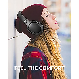 TZS Active Noise Cancelling Headphones, Wireless Over Ear Bluetooth Headphones - 50H Playtime Hi-Fi Stereo Dynamic Deep Bass, Soft Earmuffs Headset with HD Mic for Computer, Travel, Home, Office
