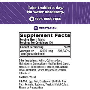 Natrol Fast Dissolving Vitamin B12 - 5000 mcg - 100 tabs
