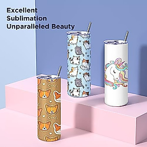 GMFINE Sublimation Tumbler Blank 20 oz Skinny Straight with Lids & Metal Straw, Stainless Steel Insulated Sublimation Cups Blank for Mugs Tumbler Heat Press, Pack of 8