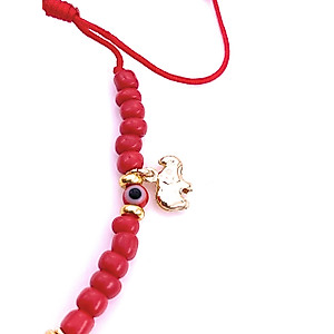 LESLIE BOULES Saint Benedict Protection Red Bracelet for Women Lucky Multi Charms & Genuine Azabache Pendant