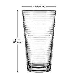Glaver's Drinking Glasses - Set of 10 - Highball Glass Cups, Premium Quality Cooler 17 Oz. Ribbed Glassware. Ideal for Water, Juice, Cocktails, and Iced Tea. Dishwasher Safe.