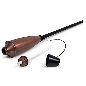 BIRDROCK HOME 4 Pack Round Outdoor Torches - Bronze - Flame Light Torch - Backyard Garden Patio Lighting - Metal Lamp - Decorative Urban Lantern