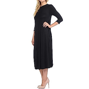 iconic luxe Women's A-Line Swing Trapeze Midi Dress Small Black