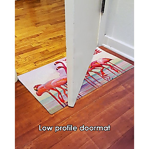 Toland Home Garden 800411 Flamingo Paradise Summer Door Mat 18x30 Inch Welcome Outdoor Doormat for Entryway Indoor Entrance
