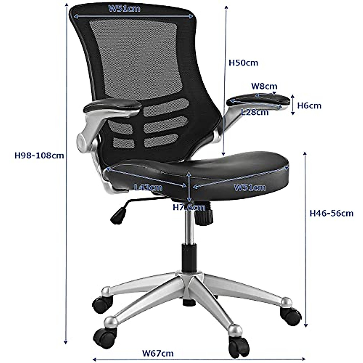 Modway Attainment Mesh Back and Vinyl Seat Modern Office Chair in Black