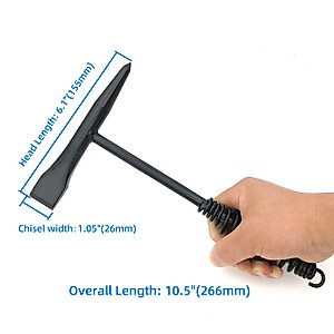 VASTOOLS Welding Chipping Hammer with Coil Spring Handle,10.5",Cone and Vertical Chisel/ 10" Wire Brush(Free), Black