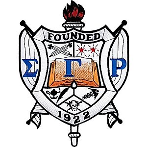 Sigma Gamma Rho Crest Embroidered Iron-On Patch [White - 10"]
