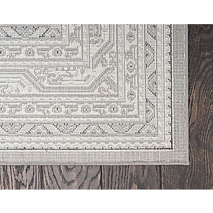Unique Loom Williamsburg Collection Traditional Border with Dotted Center Area Rug, 5' 3" x 8' Rectangle, Gray/Black