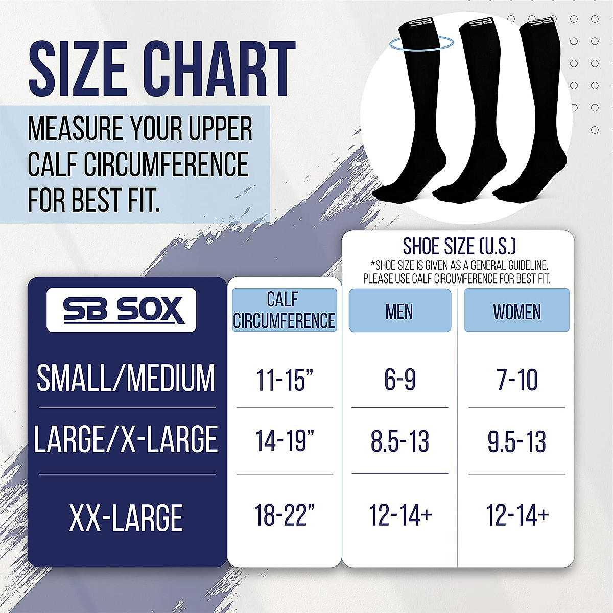 SB SOX 3-Pair Compression Socks (15-20mmHg) for Men & Women – Best Socks for All Day Wear! (L/XL, 01 – Solid Black)