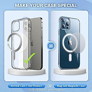 4PCS Adhesive Metal Ring Stickers for MagSafe, Thin Converter for Upgrade iPhone 12 13 14 Pro Max Mini Series Ordinary Phone Case Cover Adapter for Mag Safe Magnetic Wireless Charger Grip Mount Wallet