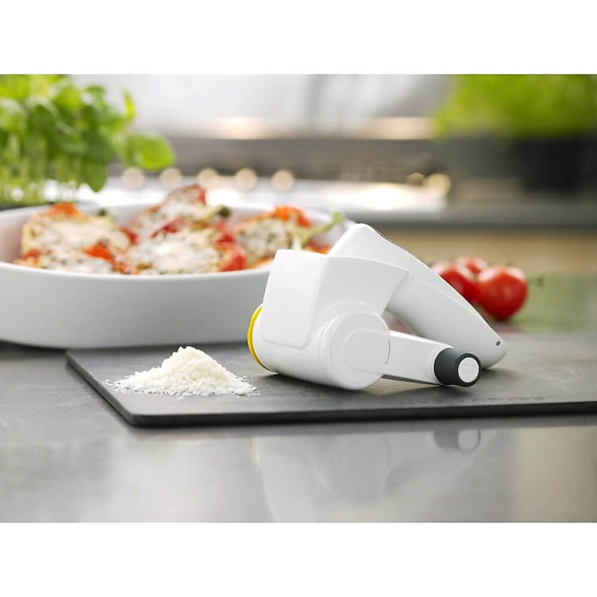 Zyliss Restaurant Cheese Grater - Handheld Rotary Cheese Grater - Cheese, Vegetable, Nut Grater - Steel Kitchen Shredder for Right- and Left-Handed Cooks - NSF Restaurant Certified - White