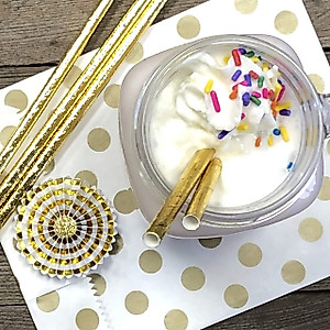 Gold Foil Paper Straws - Wedding Supply - Solid Color Drinking Straws - 7.75 Inches - 50 Pack Outside the Box Papers Brand