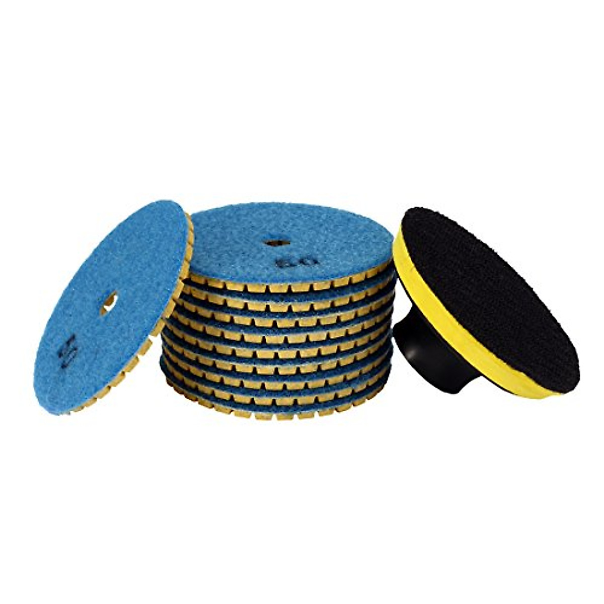 uxcell 3-inch Diamond Wet Polishing Pad Grit 50 10pcs for Granite Concrete Marble Blue