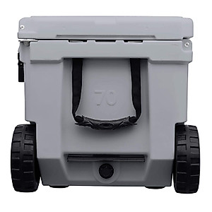 Driftsun 70 Quart Wheeled Ice Chest, Heavy Duty, High Performance Commercial Grade Insulated Rolling Cooler, Grey