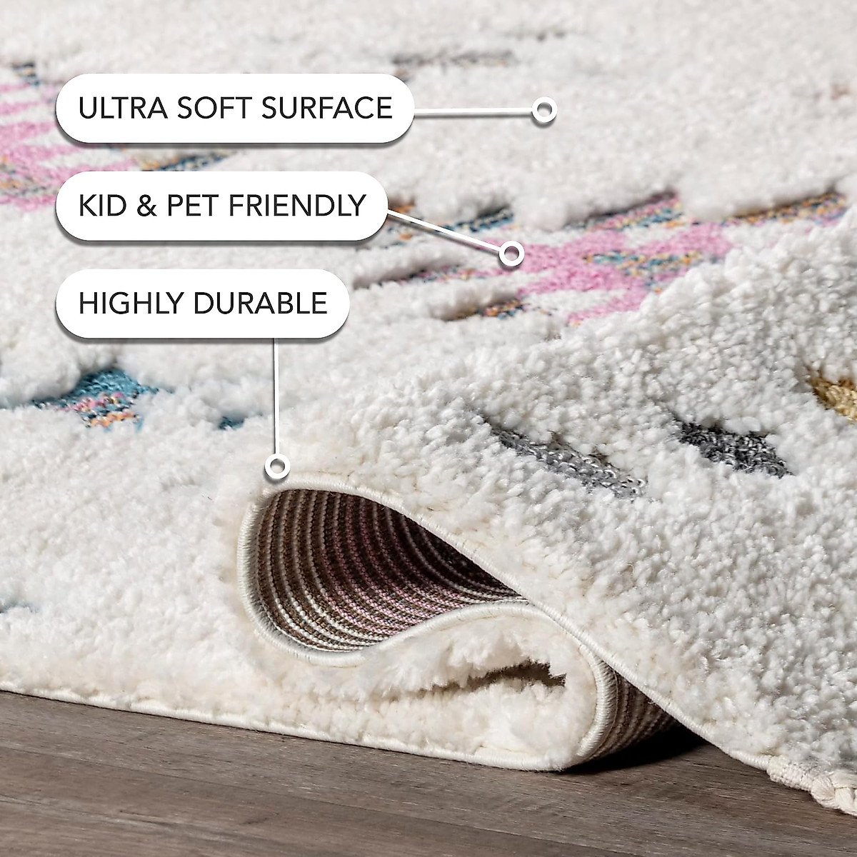 nuLOOM Jocelyn Tribal Shag Tasseled Area Rug, 8x10, White