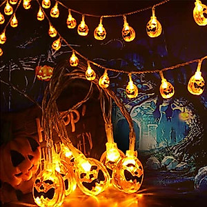 2 Pack Halloween Decoration Pumpkin String Lights, 9.8ft Total 40 LED Battery Operated 3D Halloween Light, Outdoor Decorative Lights for Patio, Garden, Gate, Yard, Halloween Christmas Decoration