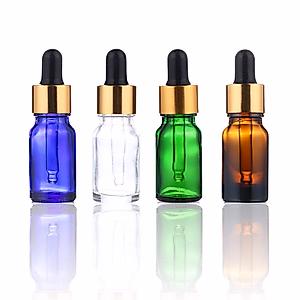 H&D HYALINE & DORA Glass Bottles for Essential Oils with Glass Eye Dropper And Rubber Bulb, 1/2 oz Capacity,Pack of 4