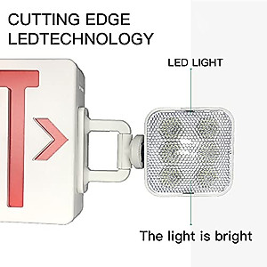 OSTEK Red LED Exit Sign Emergency Light, Two LED Adjustable Head Emergency Exit Lights with 90 Minutes Battery Backup, Dual LED Lamp ABS Fire Resistance UL-Listed (1)