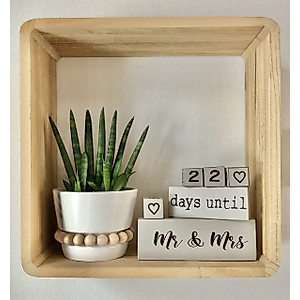Lillium Wedding Day Countdown Calendar Blocks Sign - Counting Down Days Until Mr & Mrs - Wooden Engagement Gift Set for Engaged Couples – Bridal Shower Gift – Bride to Be – Rustic Gray