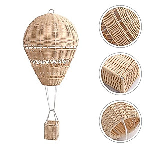 VALICLUD Rattan Hot Air Balloon Natural Photo Props Wicker Handwoven Wall Basket Decor for Childrens Rooms Preschool Education Photography Living Room Or Bedroom Unique Wall Art