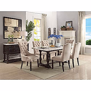 Acme Gerardo 72" Marble Top Dining Table in White and Espresso