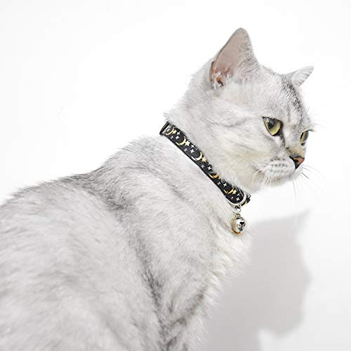2 PCS Breakaway Cat Collar with Bell, Cute Adjustable Kitten Collars with Accessories (Blue Black)