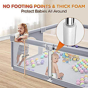 Bubblbay Baby Playpen,Extra Large Baby Play Yard for Toddler,Sturdy Active Center Area with Anti-Slip Suckers & Soft Breathable Mesh,Safety Baby Fence