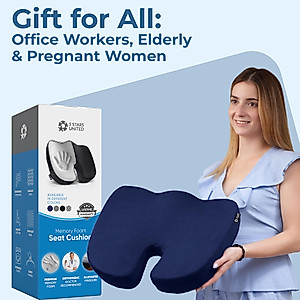 5 STARS UNITED Seat Cushion for Desk Chair - Tailbone, Coccyx Sciatica Pain Relief - Office Chair Cushions - Wheelchair Cushions - Car Seat Cushions - Pressure Relief Lifting Cushions