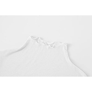 KLOTHO Long Sleeve Shirts for Women Dark Academia Clothing White Mock Turtleneck Top Large