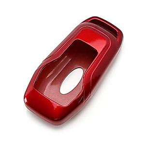 iJDMTOY Glossy Metallic Red Exact Fit Key Fob Shell Cover Compatible with Ford or Lincoln 4/5-Button Intelligent Access Key