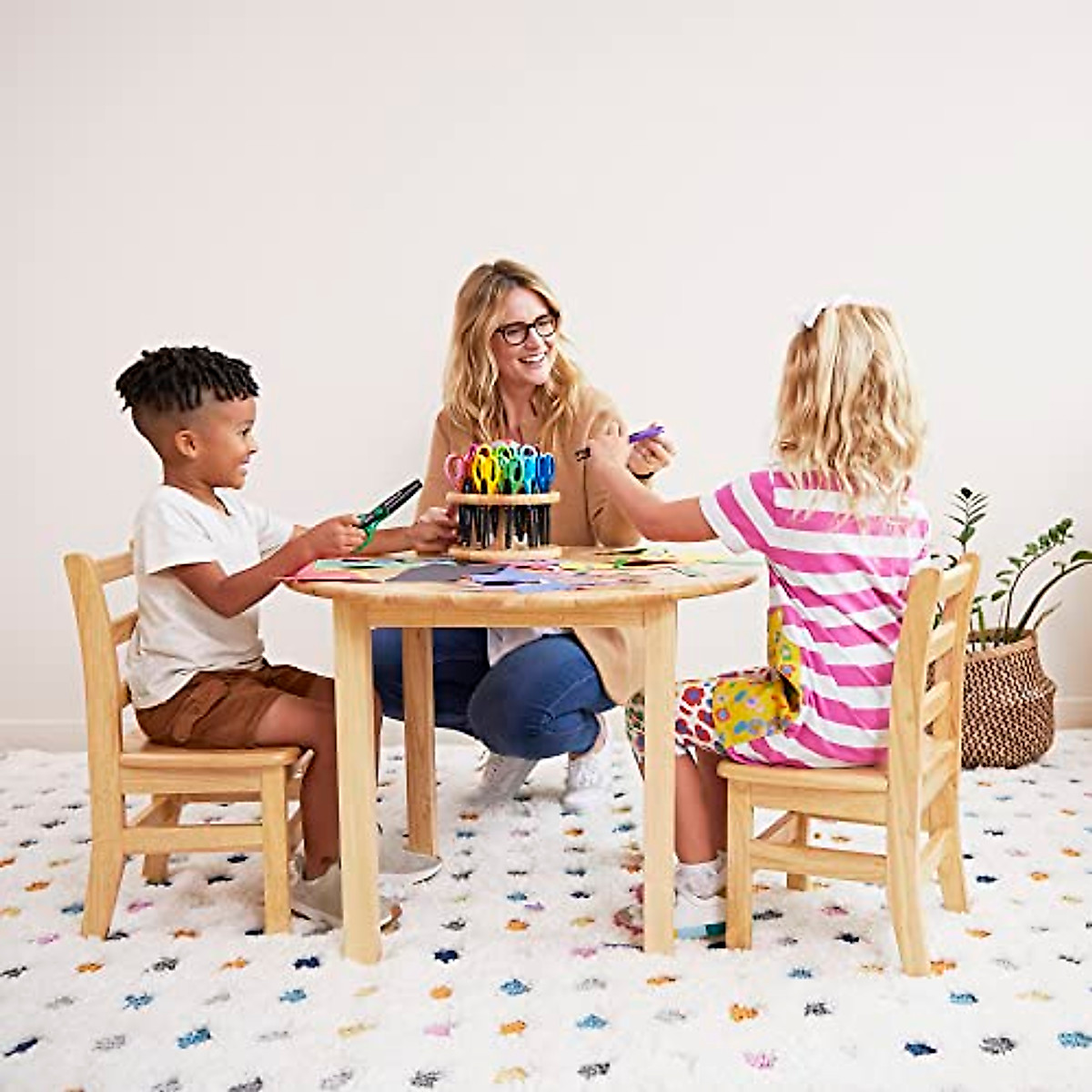 ECR4Kids Three Rung Ladderback Chair, 12in Seat Height , Classroom Seating, Natural, 2-Pack