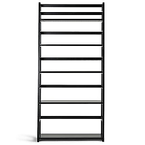 SIMPLIHOME Acadian SOLID WOOD 30 Inch Transitional Ladder Shelf Bookcase in Black, For the Living Room, Study Room and Office