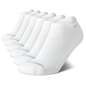 Calvin Klein Women's Athletic Socks - Cushion No Show Socks (6 Pack), Size 4-10, White