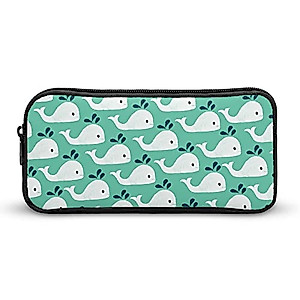 Cartoon Whales Pencil Case Stationery Pen Pouch Portable Makeup Storage Bag Organizer Gift