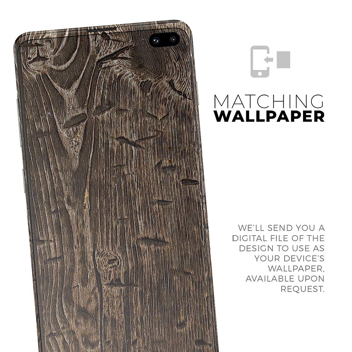 DesignSkinz Rough Textured Dark Wooden Planks Protective Vinyl Decal Wrap Skin Cover Compatible with The Samsung Galaxy S20 (Screen Trim & Back Glass Skin)