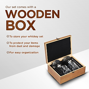 TEAVAS Whiskey Glass Gift Set with Drinking Glasses, Metal Ice Balls, Coasters & Ice Tongs - Bar Glasses for Scotch & Bourbon - Bartender Kit - Birthday Gifts for Friends & Family