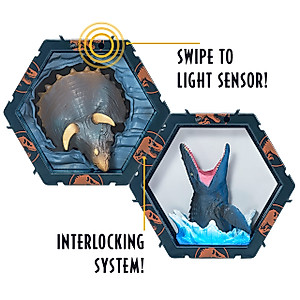 WOW! STUFF - Jurassic Dominion - Triceratops | Light-Up Bobble-Head Figure | Official Fallen Kingdom Merchandise, Toys and Gifts for Boys and Girls, Grey, 4 inches