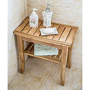 kinsuite Bamboo Shower Bench and Bath Chair Seat Corner Shower Stool for Indoor & Outdoor