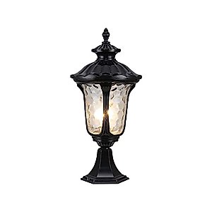 MODEBHD Traditional Victoria Outdoor Glass Column Light European Rainproof Lawn Lamps Vintage IP55 Waterproof Post Lights Garden Street Light Fixture Patio Garden Villa Door Pillar Table Lights