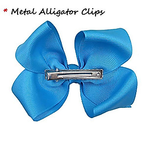 JOYOYO 40Pcs 4.5" Hair Bows Alligator Clips Grosgrain Ribbon Big Bows Clips For Girls Toddlers Kids Children 20 Colors In Pairs