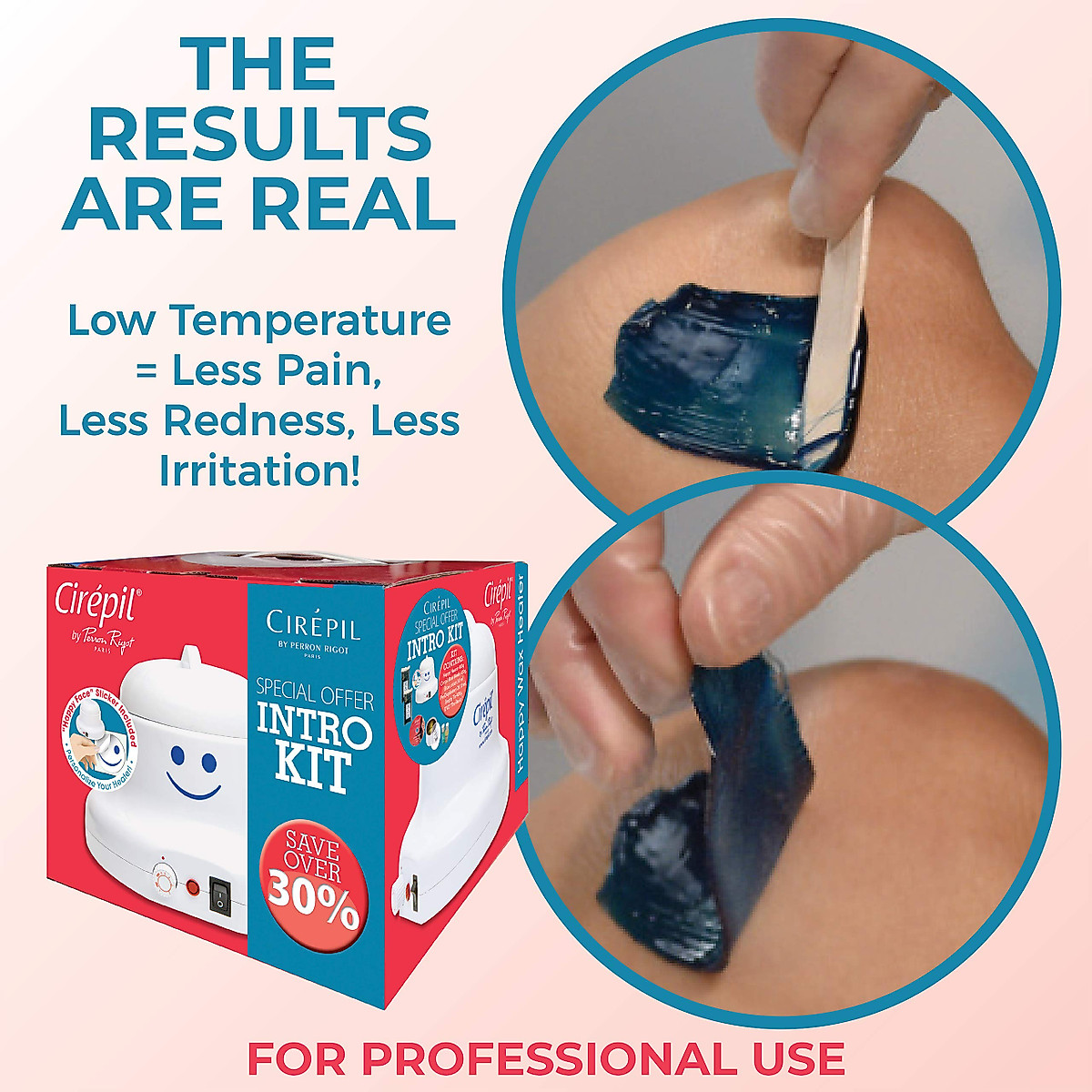 Cirepil - Waxing Kit - At Home Introduction Kit - Heater, Blue wax Beads, Pre & Post products & an Empty Tin - The Best Temperature for your Cirepil Wax