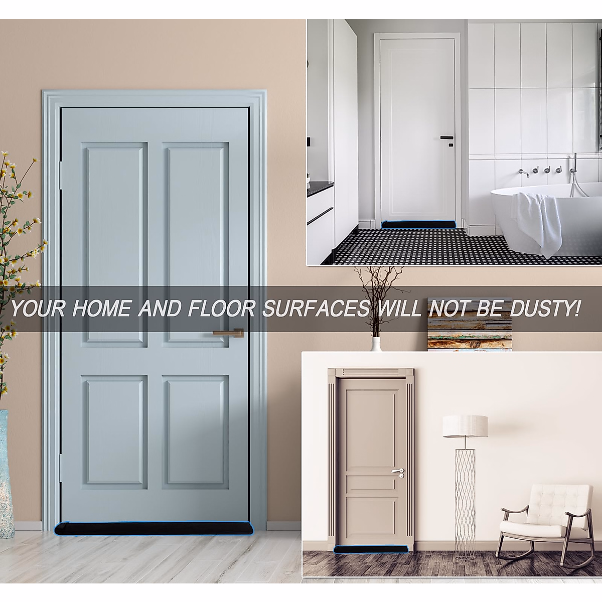 Door Draft Stopper,Leather Door Draft Stoppers for Bottom of Door,Under Door Draft Stopper Weather Stripping,30-36" Adjustable Draft Stopper for Bottom of Door,Door Draft Blocker,Black